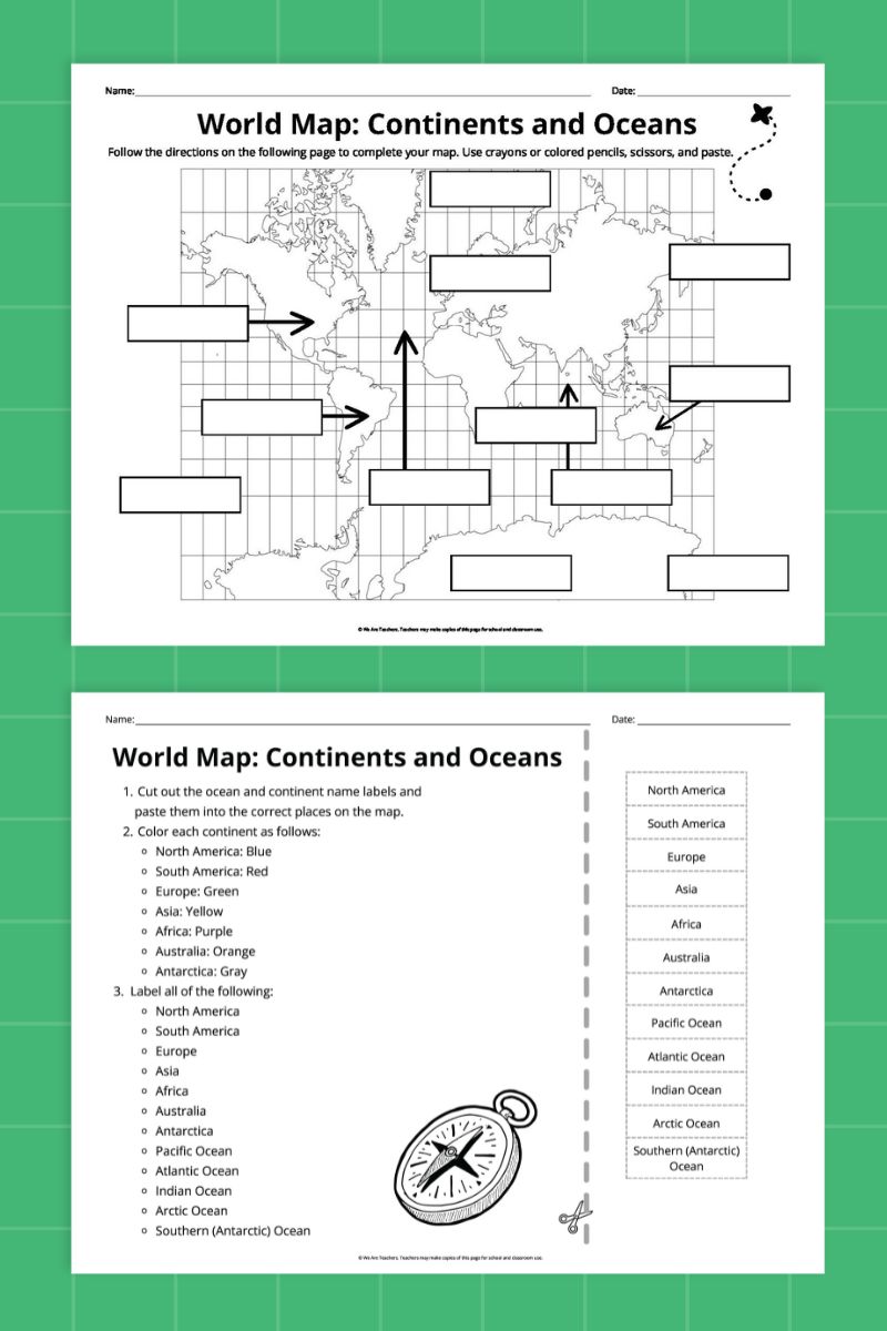 Free Printable Continents and Oceans Map Bundle - Classroom
