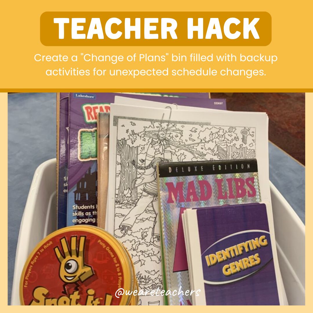 Every Teacher Needs This "Change of Plans" Bin - Classroom