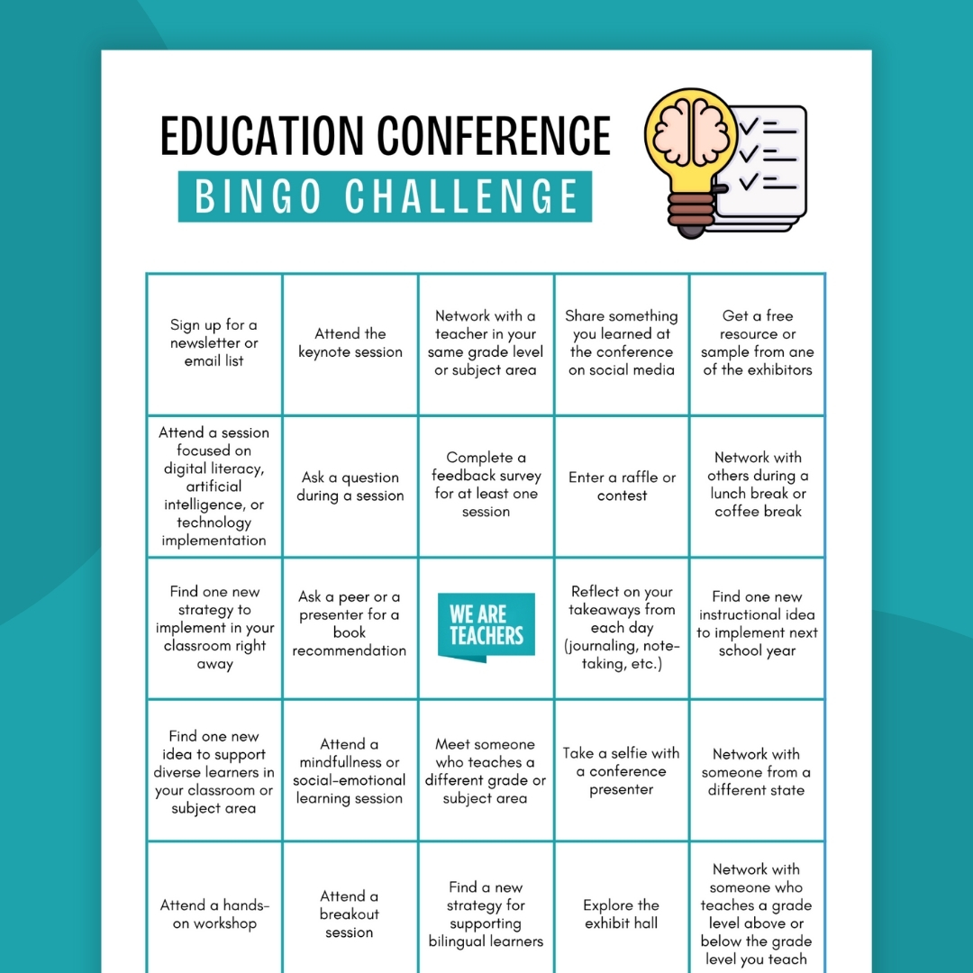 Education Conference Bingo Challenge - We Are Teachers - Classroom